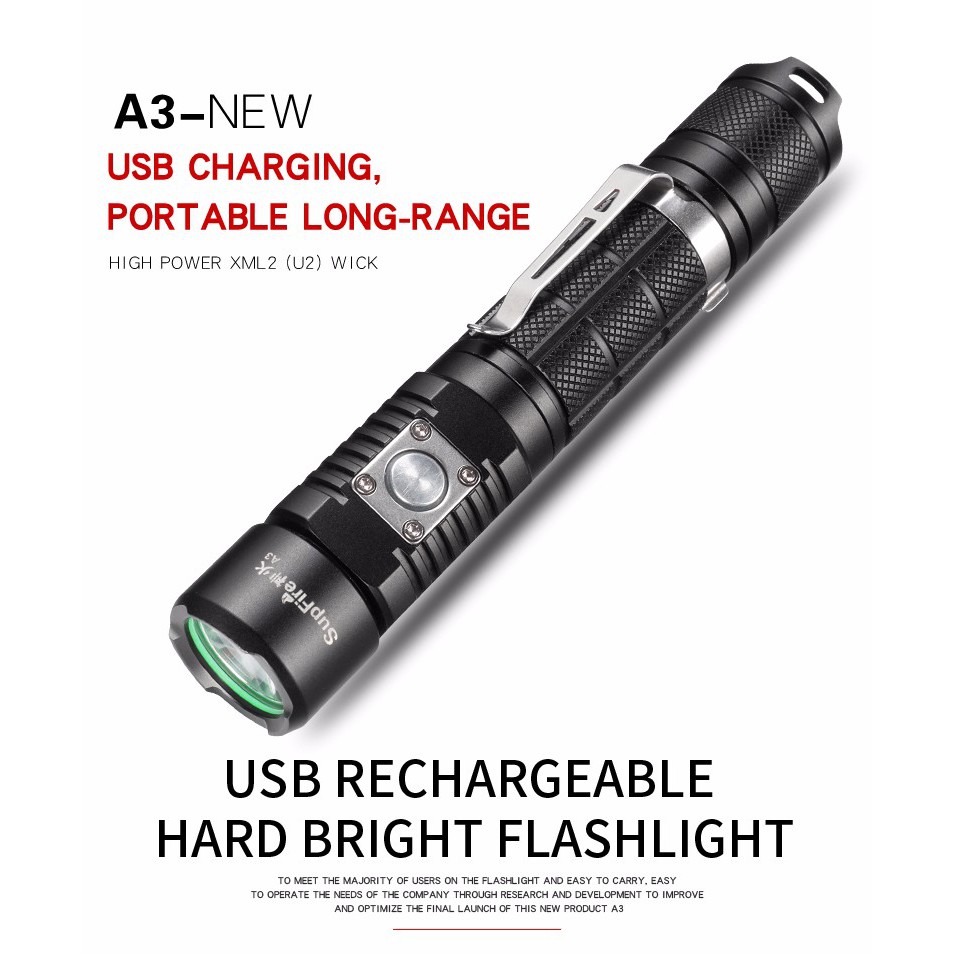 SupFire A3-S HI LED 2000LM Flashlight IP44 10W DC 3.7V ไฟฉาย ไฟ LED ...