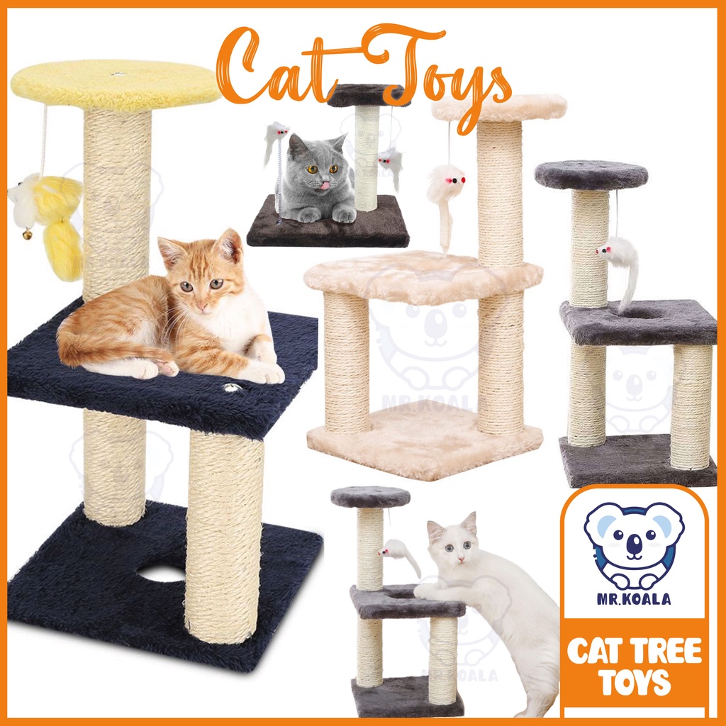 Sisal Cat Tree Cat Scratch Play Bed Triple Layer ของเล่น Kucing ...