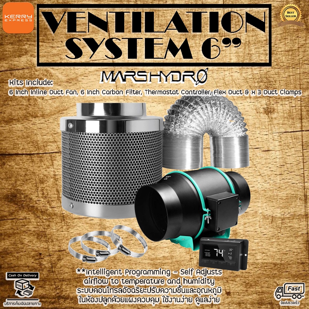 Mars Hydro 6" Ventilation System Set with Intelligent Temperature ...
