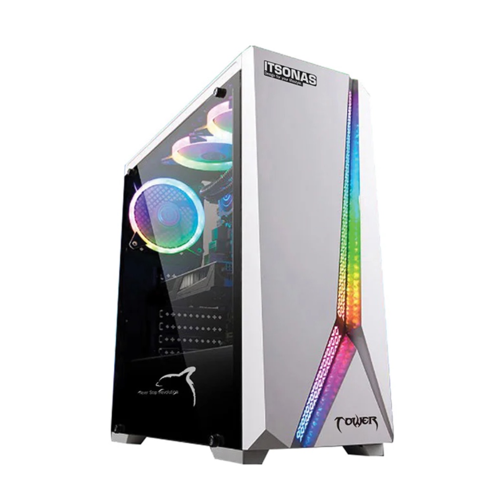 เคสไฟคอม RGB ATX CASE (NP) ITSONAS TOWER RGB TG (WHITE) | Shopee Thailand