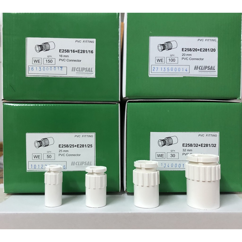 ข้อต่อเข้ากล่อง UPVC สีขาว CLIPSAL คลิปซอล ขนาด 16มม, 20มม, 25มม, 32มม ...