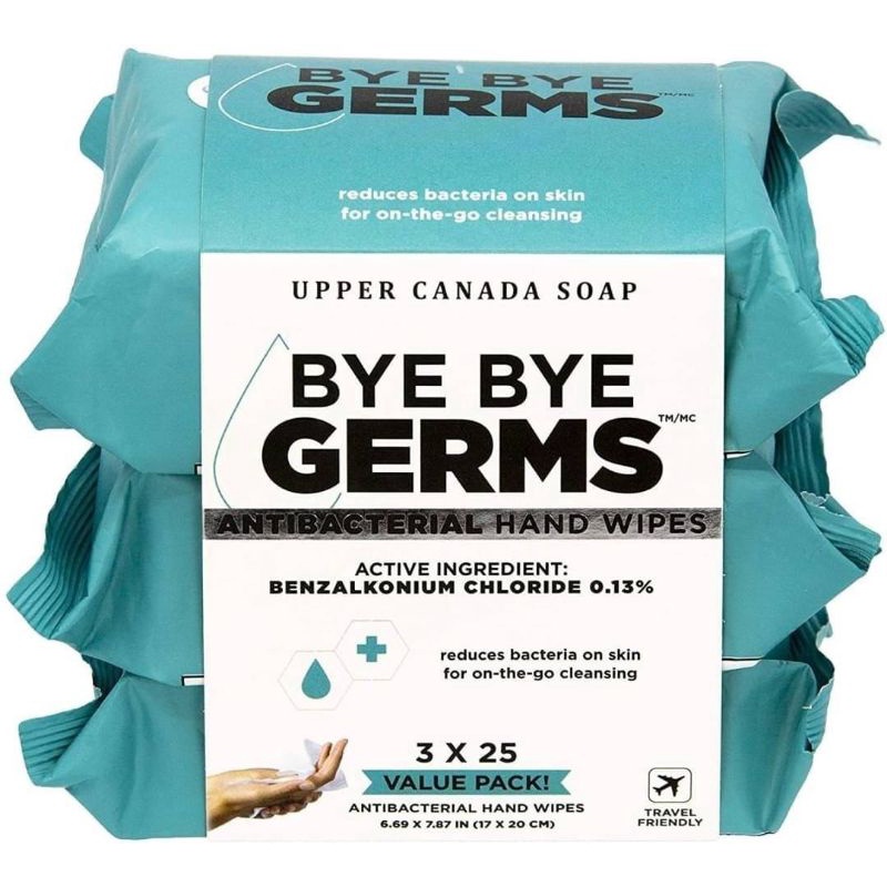 📍Bye bye Germs เช็ดชู่เปียกฆ่าเชื้อโรคแบคทีเรีย📍(1 แพ็คบรรจุ 3 ห่อ ...