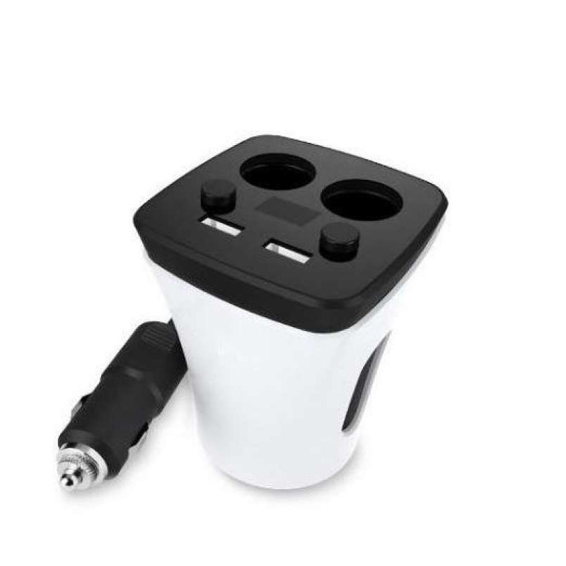 Car Multifunctional Cup Shape 4 IN 1 ถ้วยขยายช่องจุดบุหรี่ 2 ช่อง USB 2 ...
