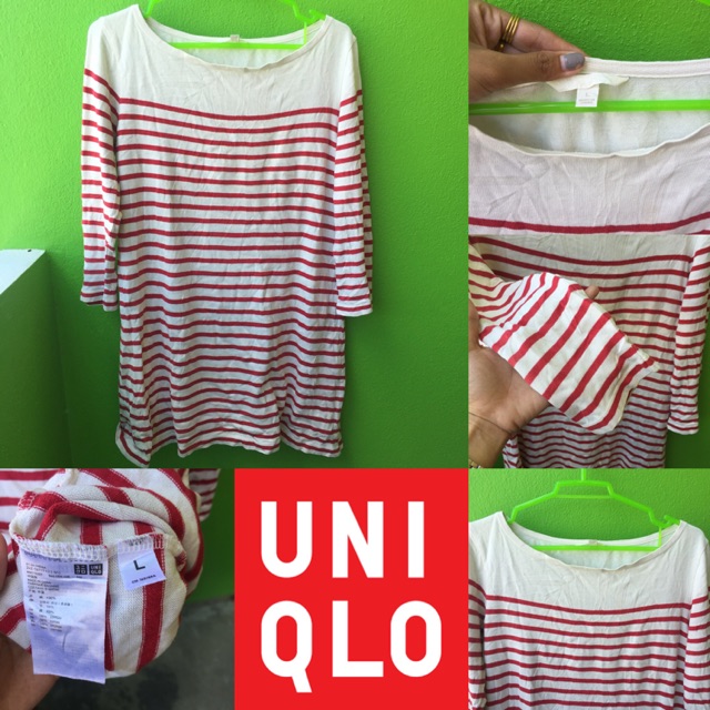 เสื้อยืด Uniqlo ลายขวางแดงขาว เบอ L ราคา 150 บาท สภาพดี | Shopee Thailand