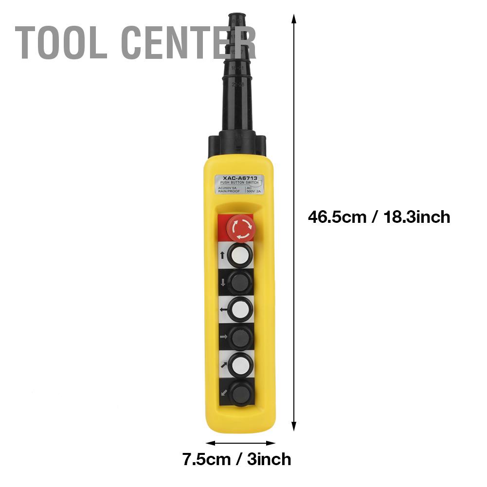 Crane Chain Hoist Push Button Switch Lifting Pendant Rainproof Controller with Emergency Stop ...