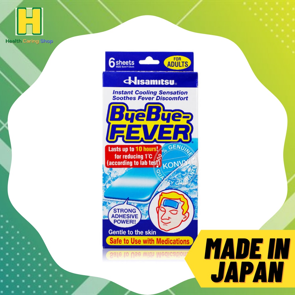 BYEBYE-FEVER cooling แผ่นเจลลดไข้ ผู้ใหญ่ 6ชิ้น แผ่นแปะลดไข้ | Shopee ...