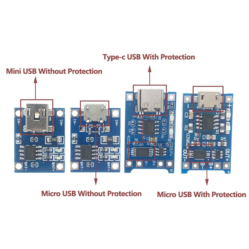 โมดูลชาร์จแบตเตอรี่ลิเธียม Type-C Micro Mini USB 5V 1A 18650 TP4056 ...