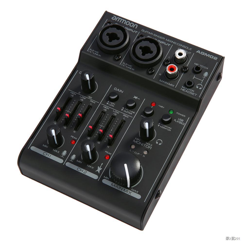 ammoon AGM02 Mini 2-Channel Sound Card Mixing Console Digital Audio ...