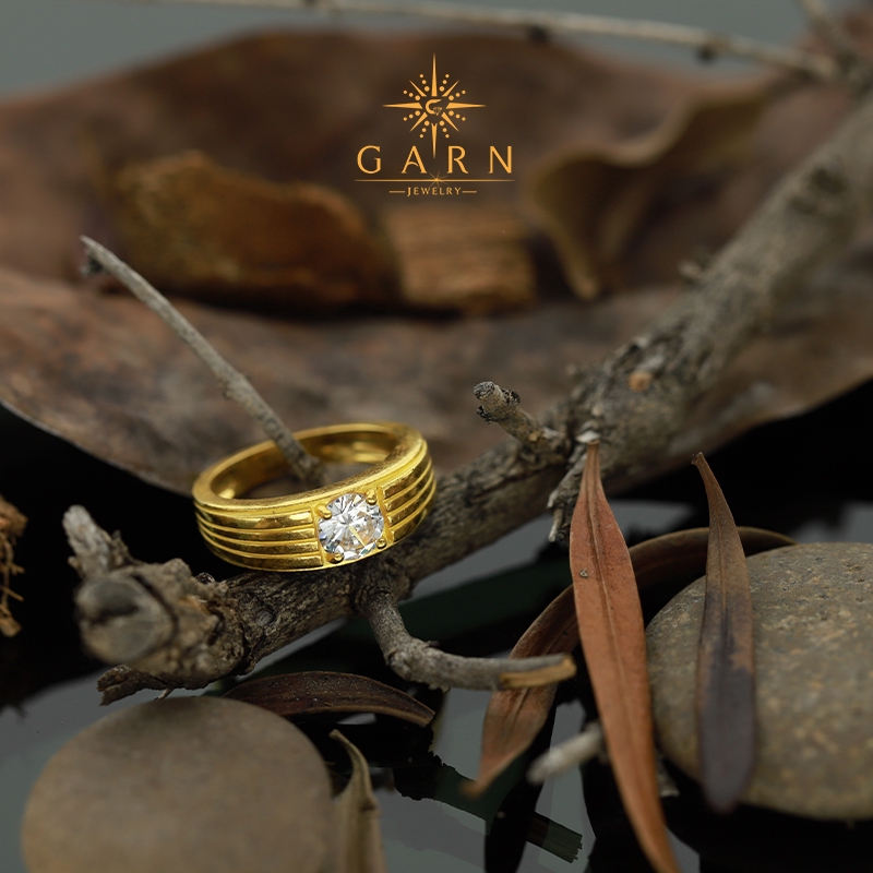Garn Jewelry แหวนทองคำแท้ 96.5% 2สลึง คอลเลคชั่น แหวนผู้ชาย ฝังเพชร CZ ...