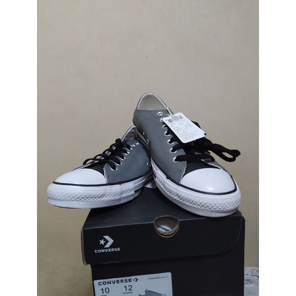 Converse Ctas Three Color Leather Ox Grey รหัส 168542CF0GY | Shopee ...