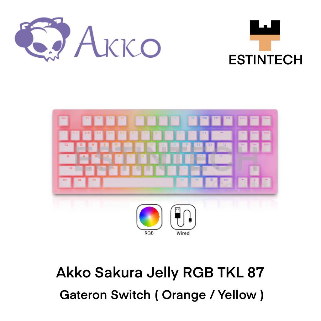 Keyboard (คีย์บอร์ด) Akko Sakura Jelly RGB TKL 87 Gateron Switch ...