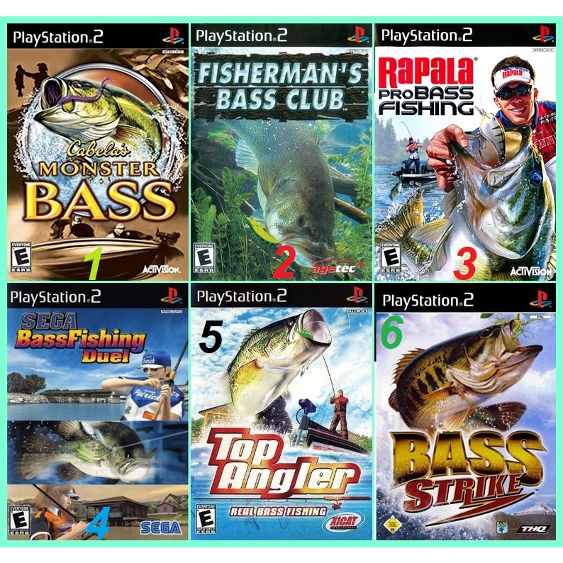 เกมส์ตกปลา PS2 Cabela- Fisherman's-Rapala-Sega bass-Top angler Pro-Bass ...