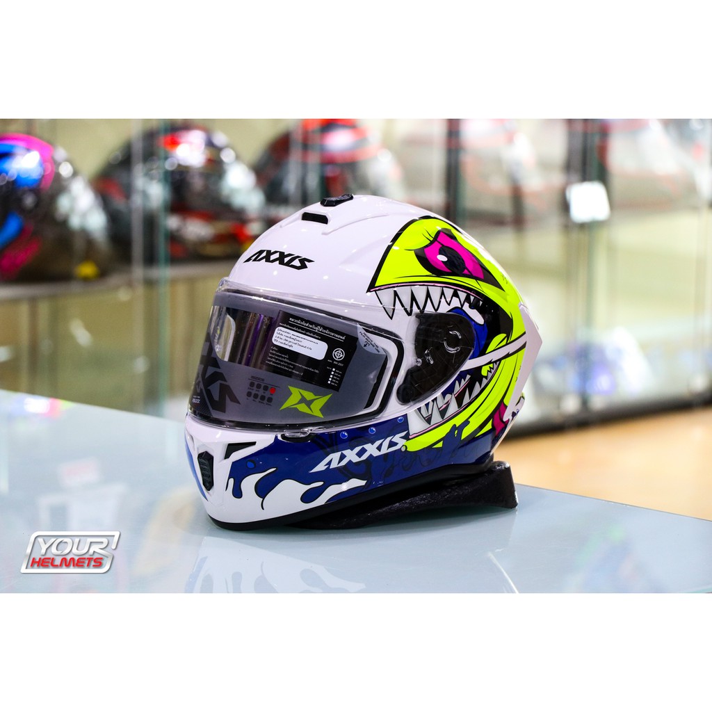 หมวกกันน็อค AXXIS HELMETS DRAKEN VIPER FISH A0 PEARL FLUO YELLOW ...