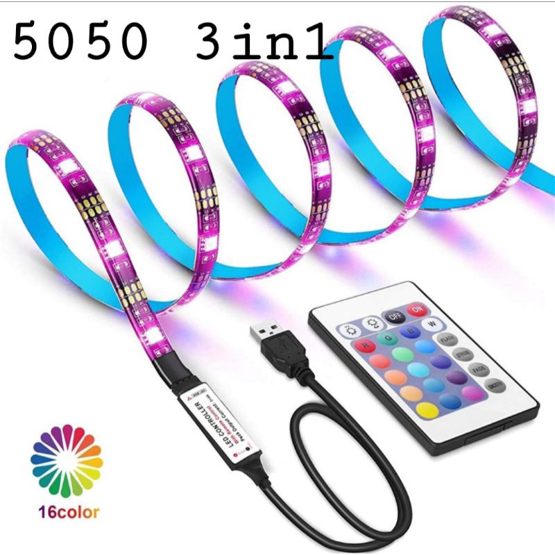 ไฟริบบิ้น USB Strip Light 2835, 5050 แสง RGB | Shopee Thailand