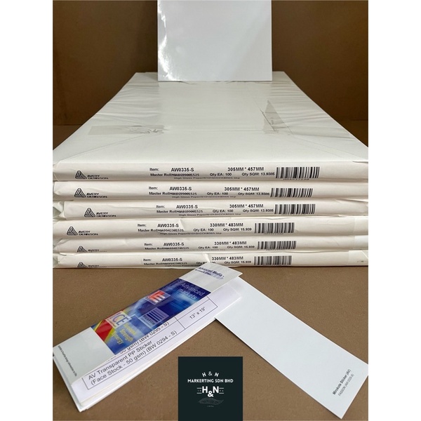 สติกเกอร์ PVC ใส ผิวด้าน แวววาว ลาย AVERY DENNISON MIRRORKOTE ขนาด 12 ...