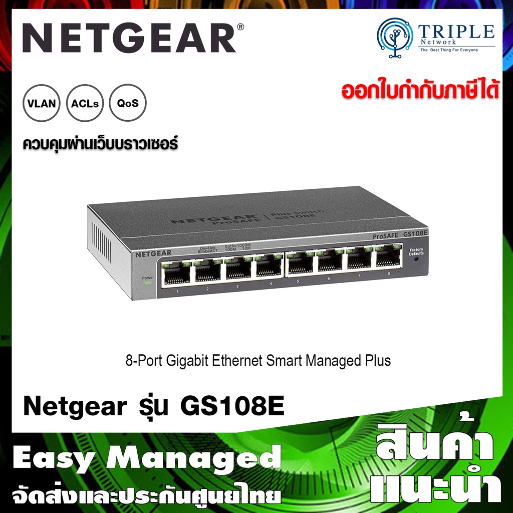 Netgear (GS108E) 8-Port Gigabit Ethernet Smart Managed Plus Switch ...
