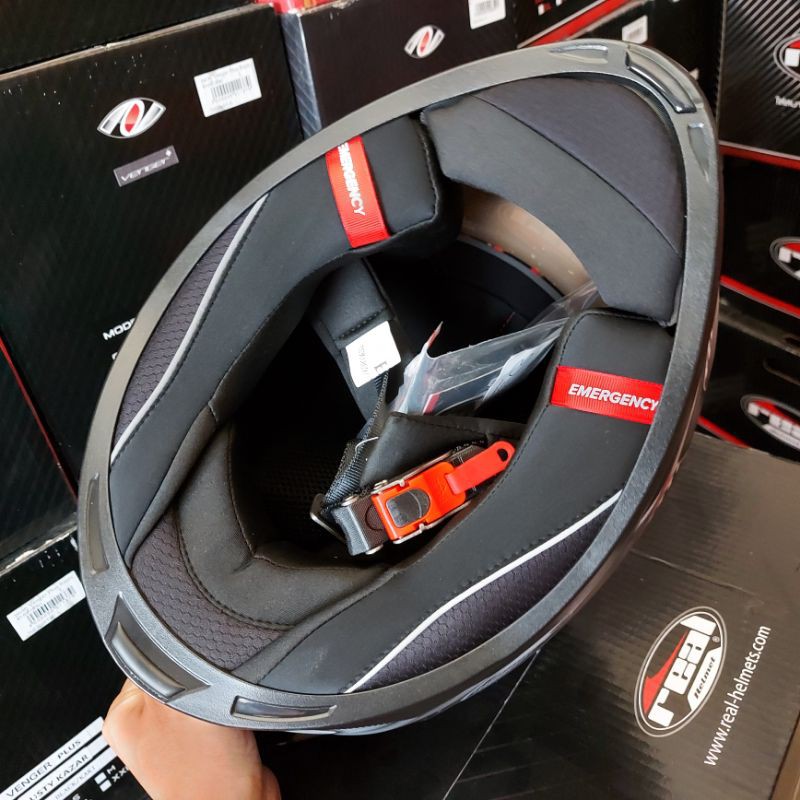 หมวกกันน็อค REAL RAPTOR CYBORG สีไทเทเนียม-แดงด้าน | Shopee Thailand