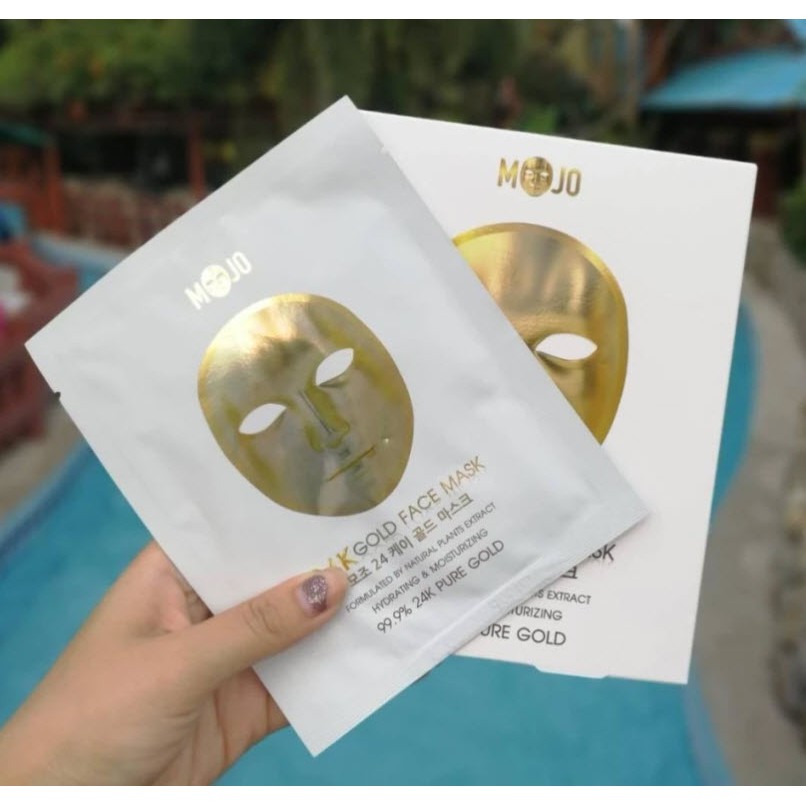 Mojo Gold Face Mask มาส์กหน้าทองคำบริสุทธิ์ แยกขายเป็นแผ่น จำนวน 1-2 ...