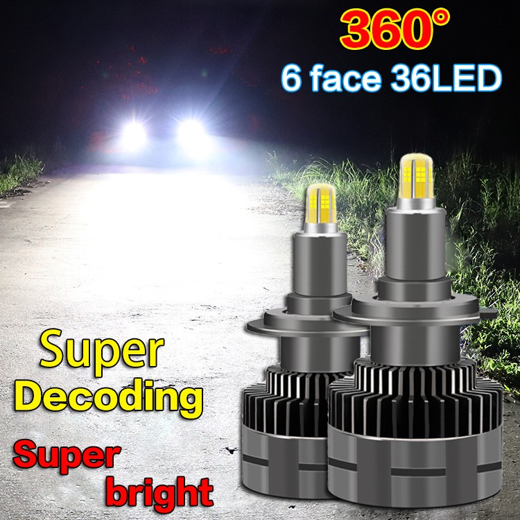 หลอดไฟหน้า 6 face led 20000lm หมุนได้ 360 องศาสําหรับรถยนต์ h4 h1 h7 h8 h9 h11 h16 9005 9006 hb3 ...