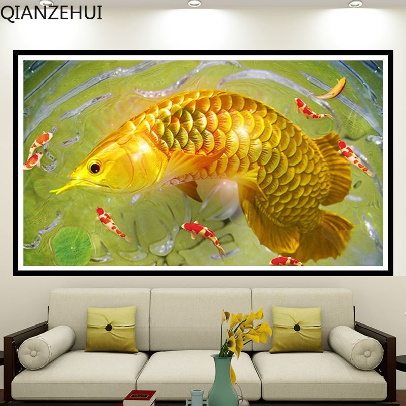 Diy 5D 5D รอบลูกปัดเต็ม Study Goldfish ภาพวาดเพชร,ลูกปัด | Shopee Thailand