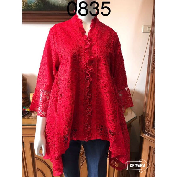Merah 0835 PREMIUM Red WAKA KEBAYA/FULL Lace Luxury Red KEBAYA | Shopee ...