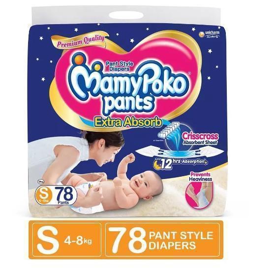 Mamypoko Extra Absorb Pant Style Diapers Small Nappies - 78 Pieces ...