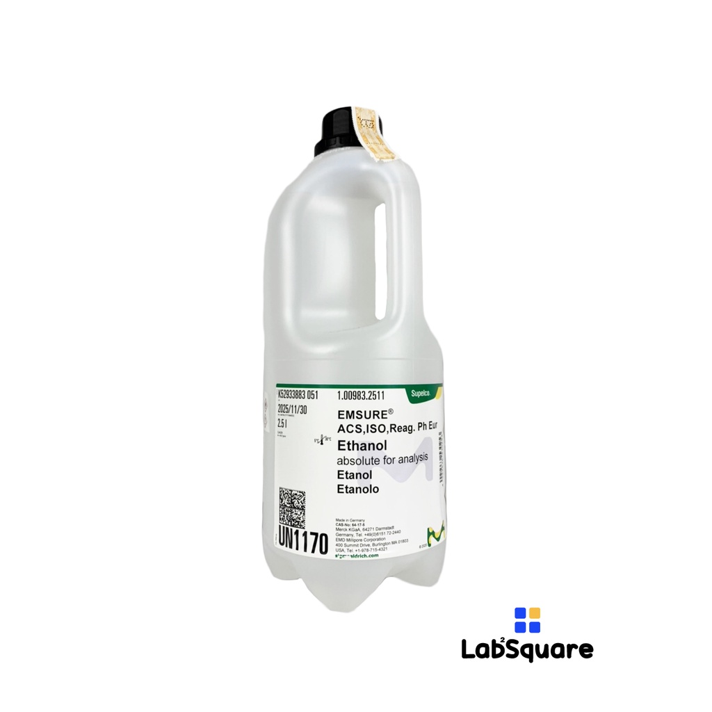Ethanol Absolute (HDPE) เอทานอล บริสุทธิ์ 99.9% ขนาด 2.5L สำหรับงานวิเคราะห์ EMSURE® ACS,ISO ...