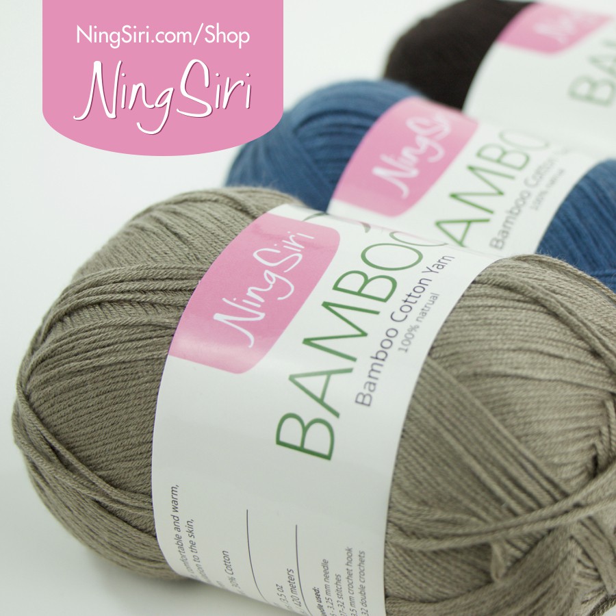 NingSiri Bamboo ไหมแบมบูคอตตอน สีพื้น สำหรับถัก โครเชต์ นิตติ้ง Crochet ...