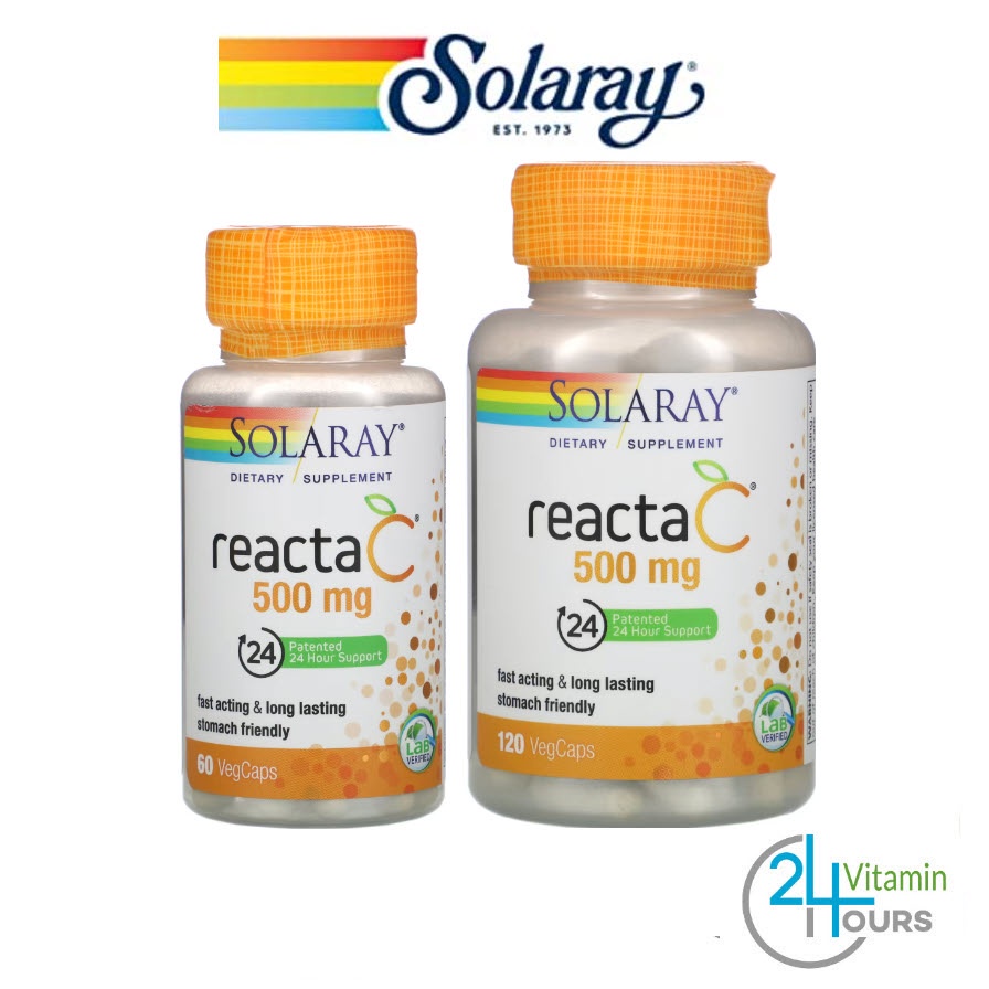 Solaray , Vitamin C Reacta-C , 500 mg ขนาด 60 / 120 แคปซูล - วิตามินซี เสริมสร้างภูมิคุ้มกัน ...