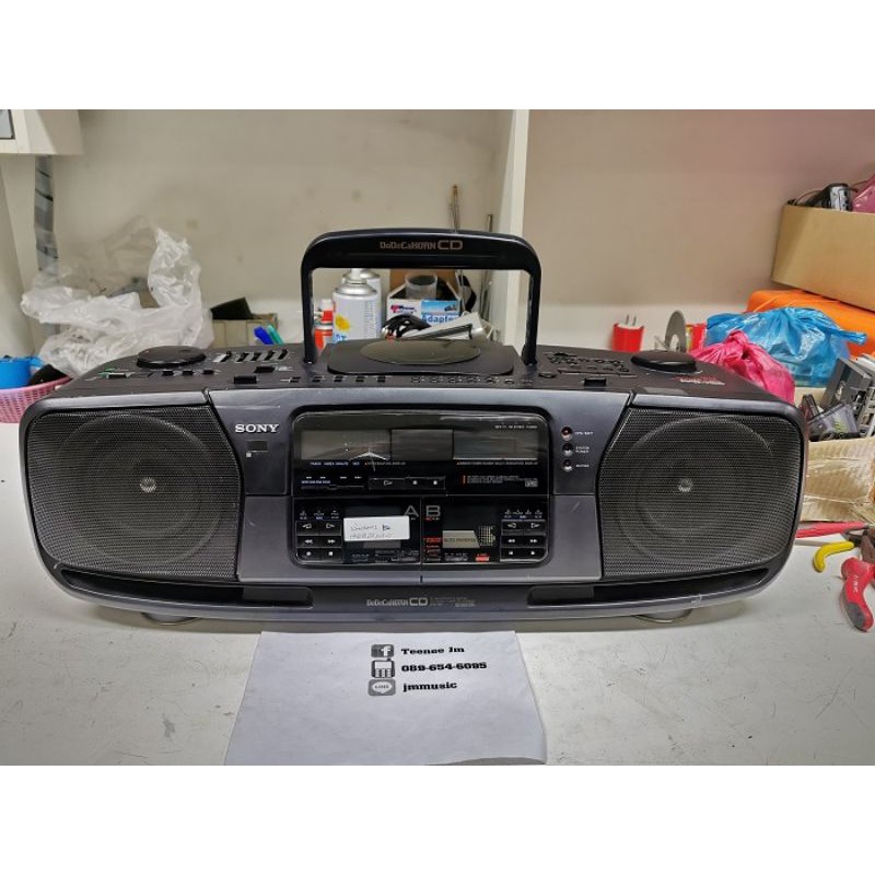 SONY CFD-400 [JAPAN100V] เครื่องเล่นเทป2หลุม+CD+วิทยุ ใช้งานได้เต็มระบบ ...