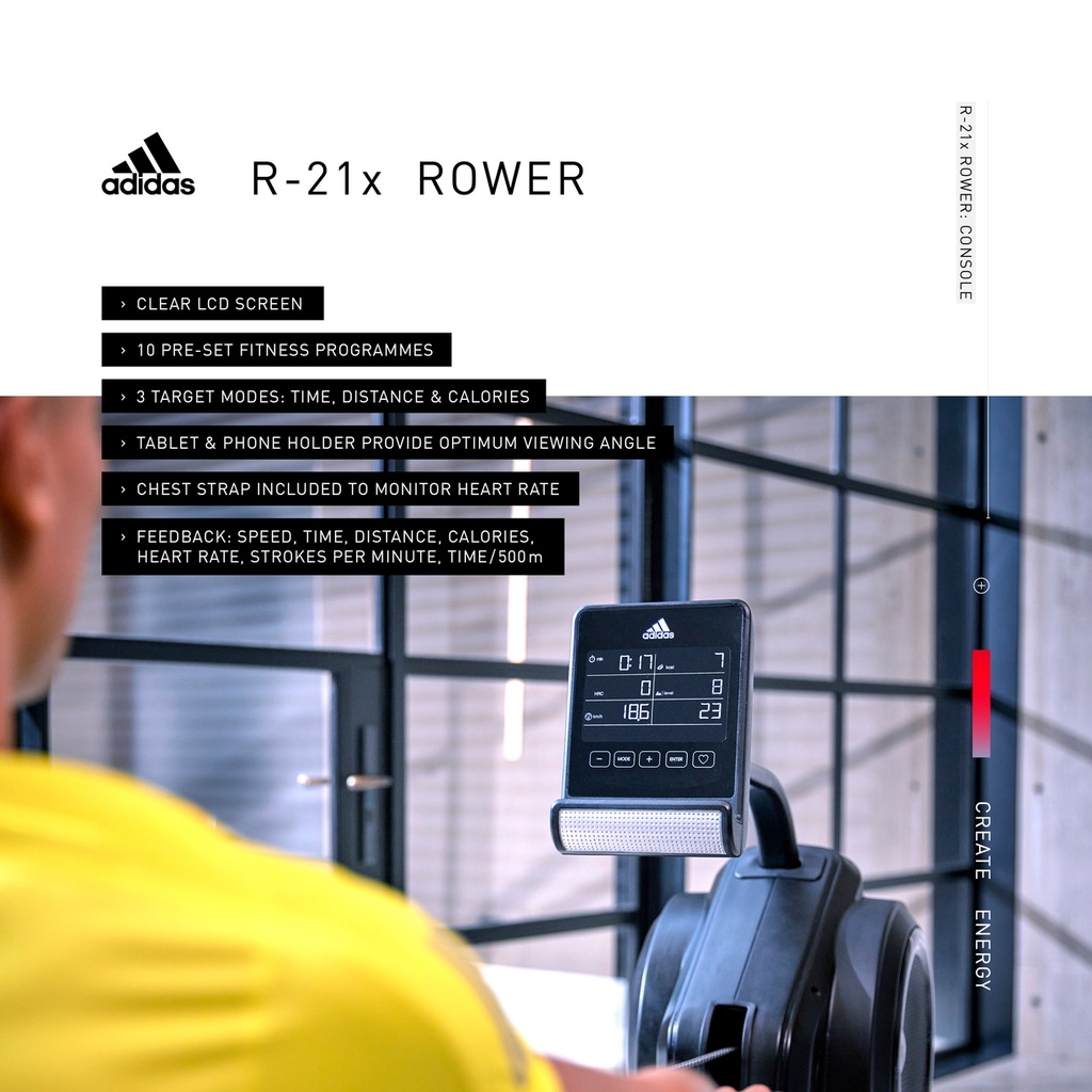 เครื่องกรรเชียงบกแบบลม Adidas R-21x Rower ปรับแรงต้านทานได้ 16 ระดับ ...