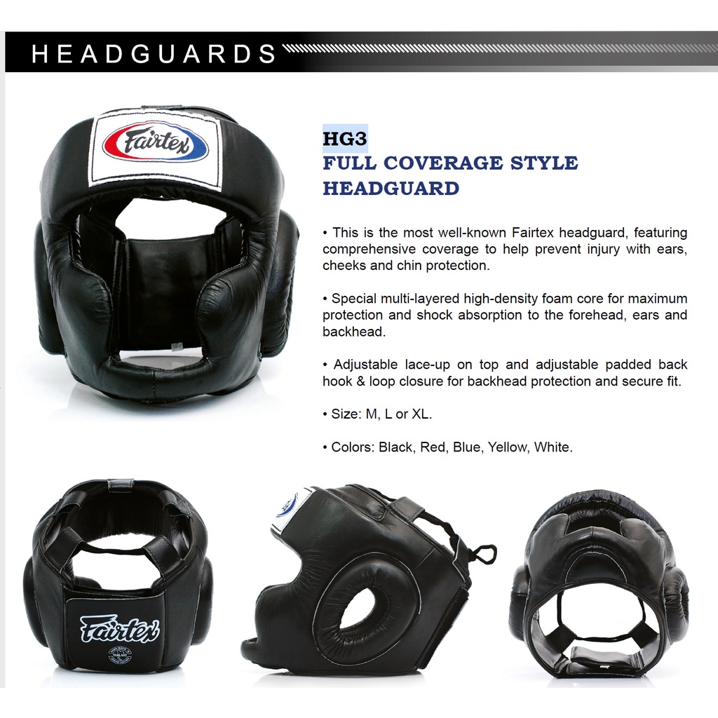 Fairtex muay thai head guard Full coverage style HG3 เฮดการ์ด นักมวย ...