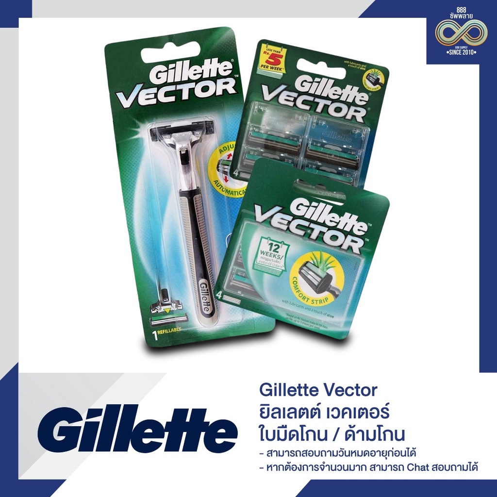 ใบมืดโกน 2/4 ชิ้น / ด้ามโกน Gillette Vector ยิลเลตต์ เวคเตอร์ | Shopee ...