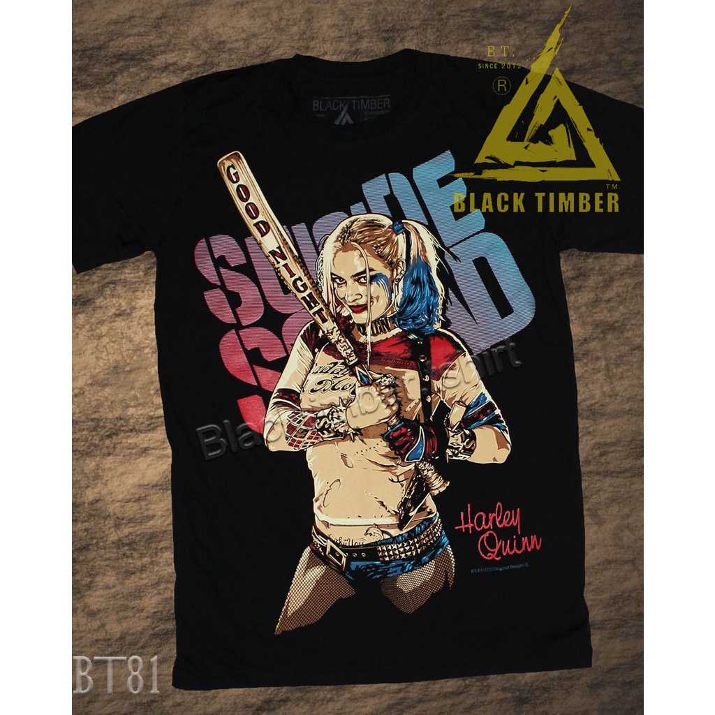 BT 81 Harley Quinn Suicide Squad Jared เสื้อยืด สีดำ BT Black Timber T-Shirt ผ้าคอตตอน สกรีนลาย ...