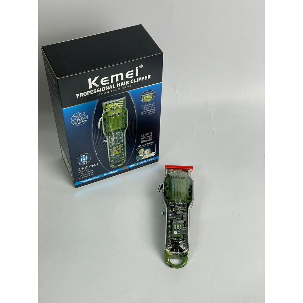 KEMEI ปัตตาเลี่ยนไฟฟ้า KM-1926,ปัตตาเลี่ยนผู้ชาย LED ใสคุณภาพทหาร USB | Shopee Thailand