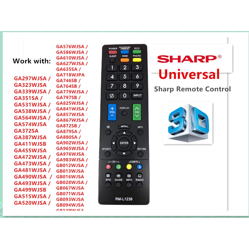 Sharp รีโมตคอนโทรลสมาร์ททีวี (ใช้กับ LCD, LED ทุกรุ่น เป็น Sharp RM-L1238 | Shopee Thailand