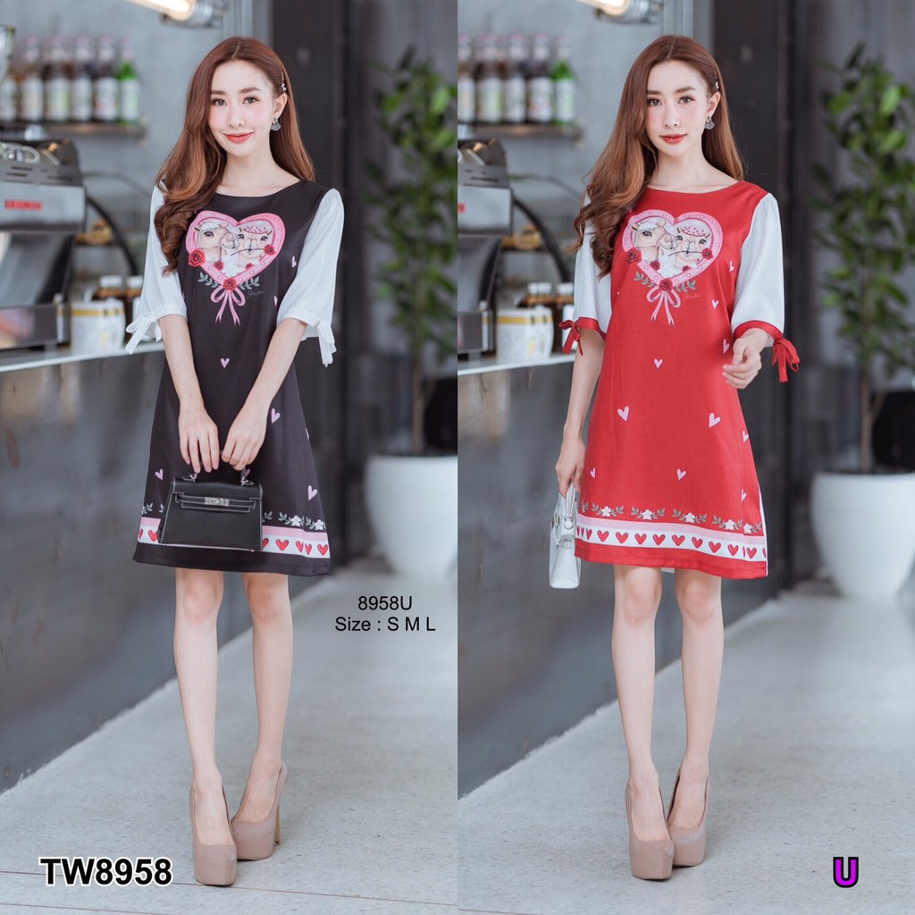 J8958 Dress เดรสสั้นลายน้องอูฐ | Shopee Thailand