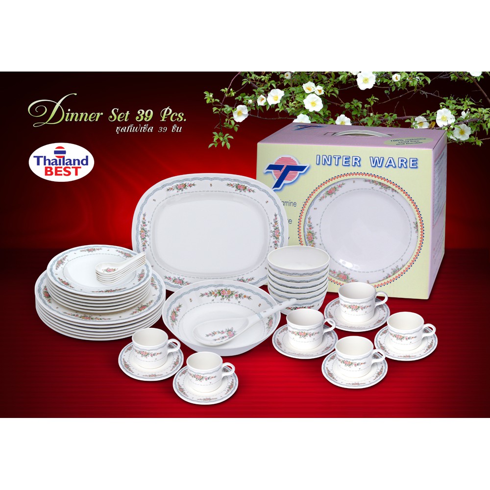 Dinner Set 39 ชิ้น เมลามีนแท้ 100% Made in Thailand | Shopee Thailand