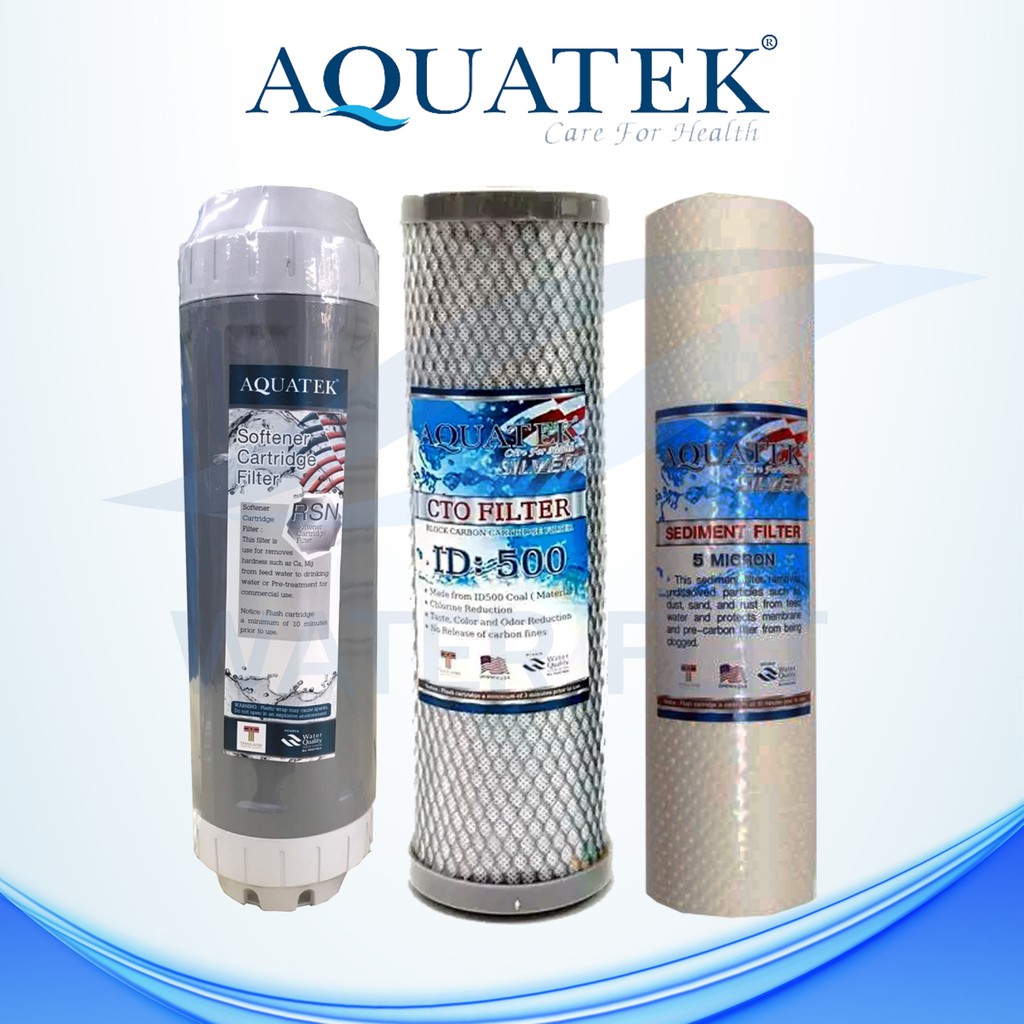 ชุดไส้กรองน้ำดื่ม 3 ขั้นตอน AQUATEK ไส้กรองหยาบ DOT (PP) 5 MICRON 10 นิ้ว / CTO Carbon Filter AQ ...