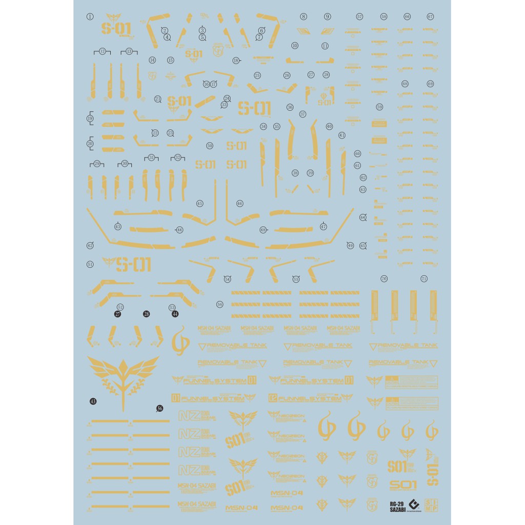 ดีคอลน้ำ [Evo] ER 003/E-RG29 MSN-04 Sazabi Gundam RG 1/144 WATER DECAL ...