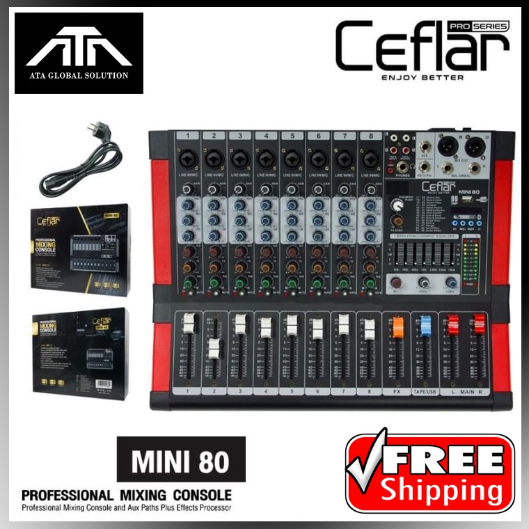 มิกเซอร์ CEFLAR MINI 80 มิกเซอร์ มีพาวเวอร์ เอฟเฟคร้อง USB MP3 ปรับแต่ง | Shopee Thailand