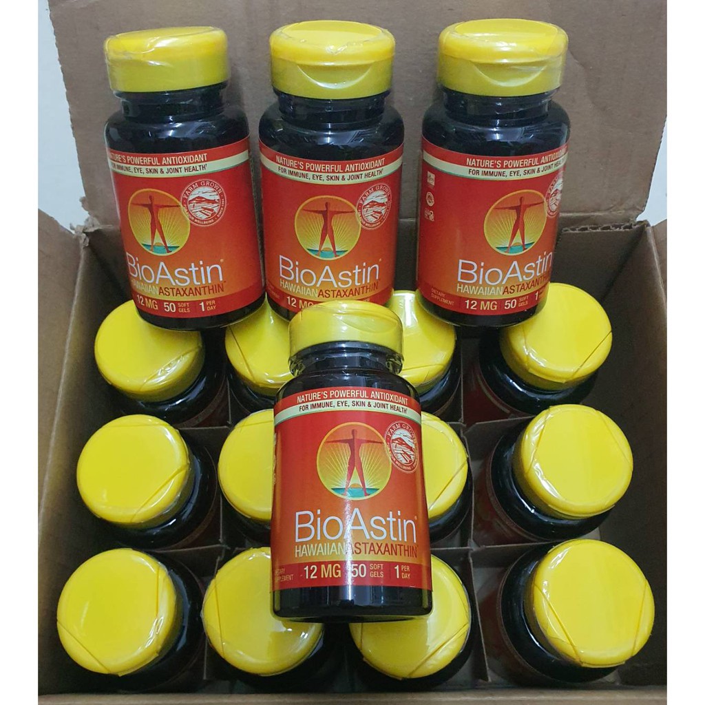 Bioastin Astaxanthin 12 mg _"ฝาเหลือง"_ สาหร่ายแดง ไบโอแอสติน (1 ขวด 50 ...