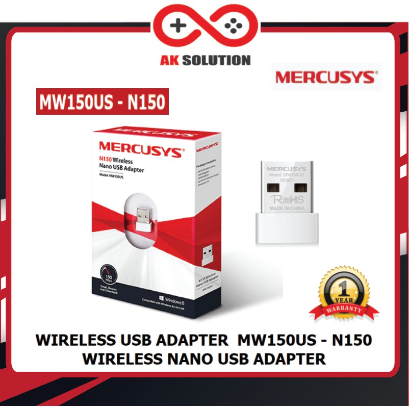 MERCUSYS WIRELESS USB ADAPTER (ยูเอสบีไวไฟ) MW150US - N150 WIRELESS ...
