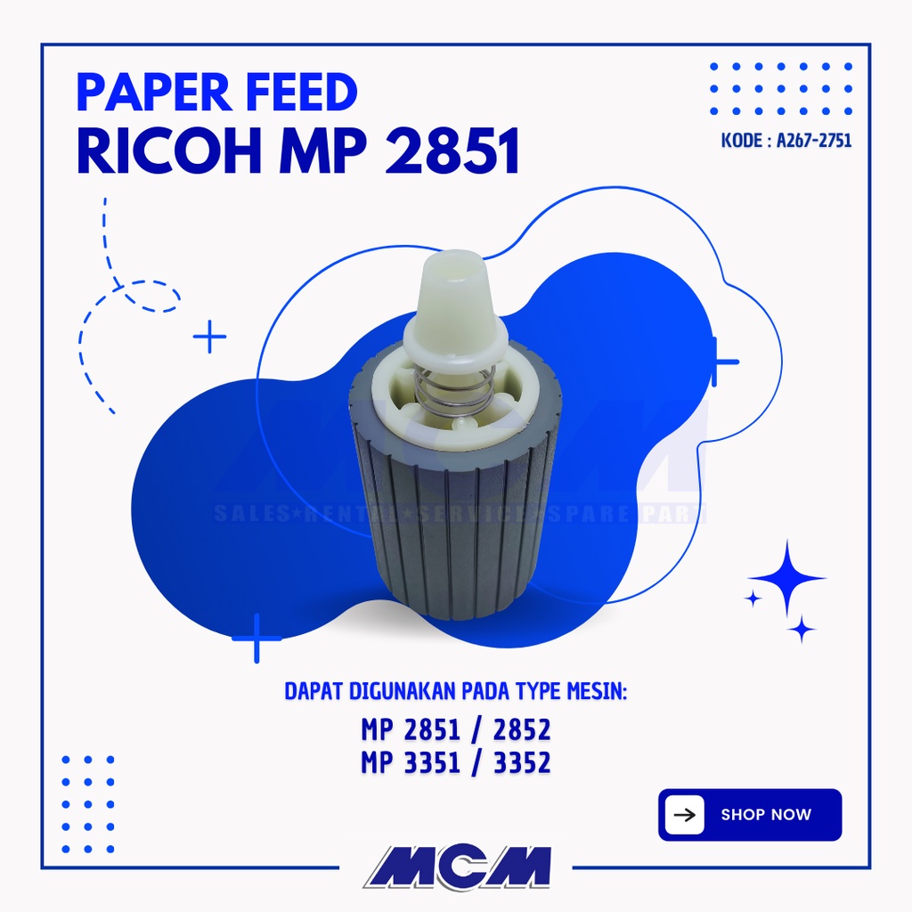 Paper FEED ROLLER - PAPER FEED UNIT RICOH MP 2851 2852 3351 3352 - A267 ...