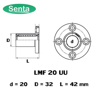 LMF20UU ลีเนียร์แบริ่งสไลด์บุชกลม ( LINEAR BALL BUSHING LMF20 UU ) LMF ...
