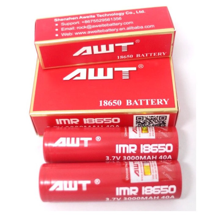 ถ่าน AWT IMR 18650 3.7V แดง 3000 mAh 40A ของใหม่ ของแท้ | Shopee Thailand