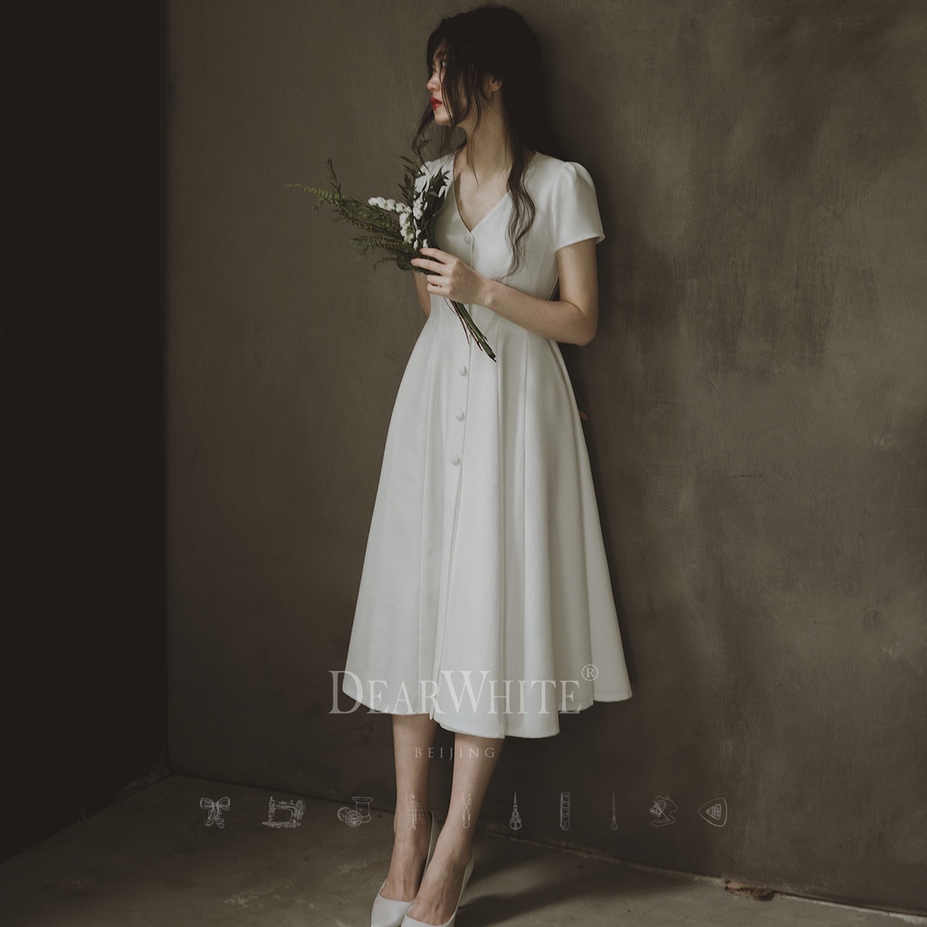 Ylff-เจ้าสาวได้รับการรับรองกระโปรงสีขาวขนาดเล็กอารมณ์หรูหราเอวชุดบาง ...