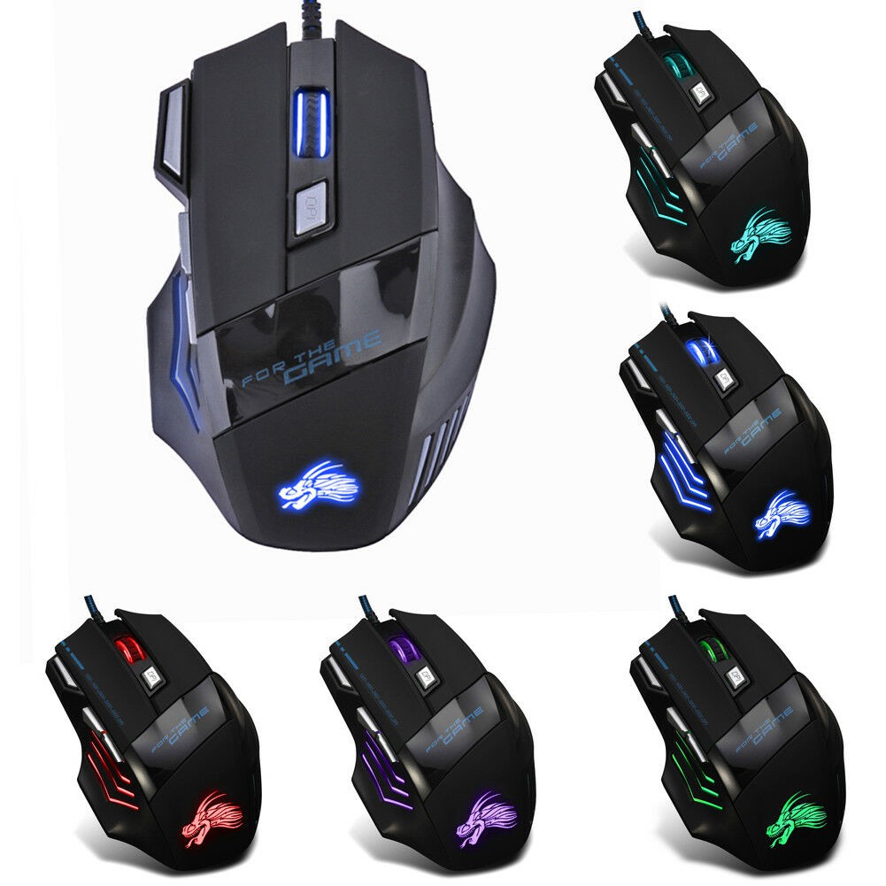 เมาส์เกมมิ่ง 5500DPI LED Optical USB Wired Gaming Mouse 7 Buttons Gamer ...