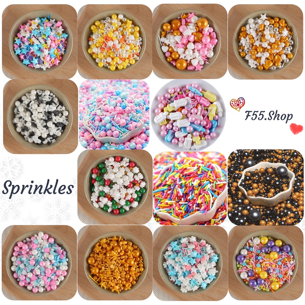เม็ดน้ำตาล Sprinkles Mixes เม็ดน้ำตาลแต่งเค้ก น้ำตาลตกแต่งขนม (แบ่งขาย 25 กรัม) // 🛒สินค้าพร้อม ...