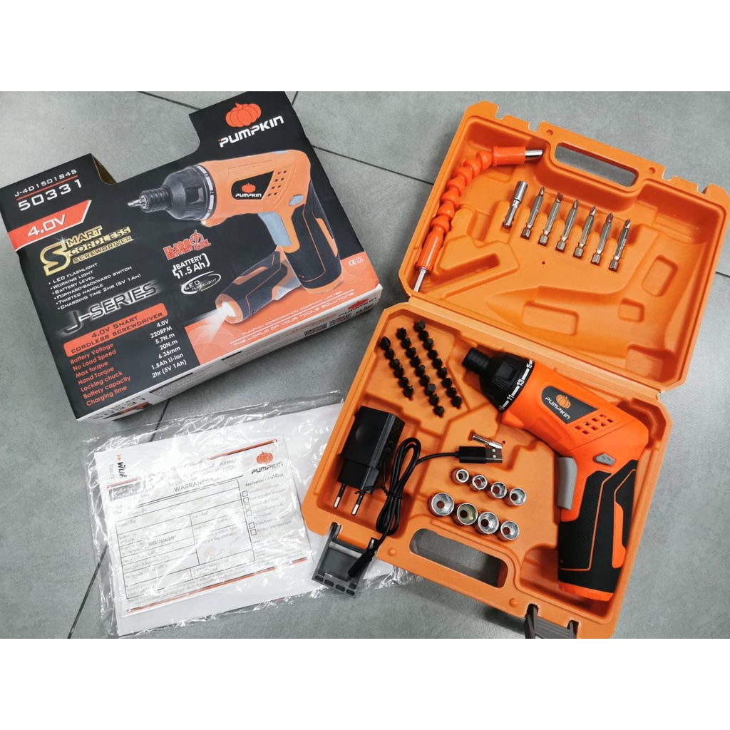 50331 /J-4D1501S45 รุ่นกล่องพลาสติก ไขควงไร้สาย 4.0V พร้อมอุปกรณ์ ครบ ...